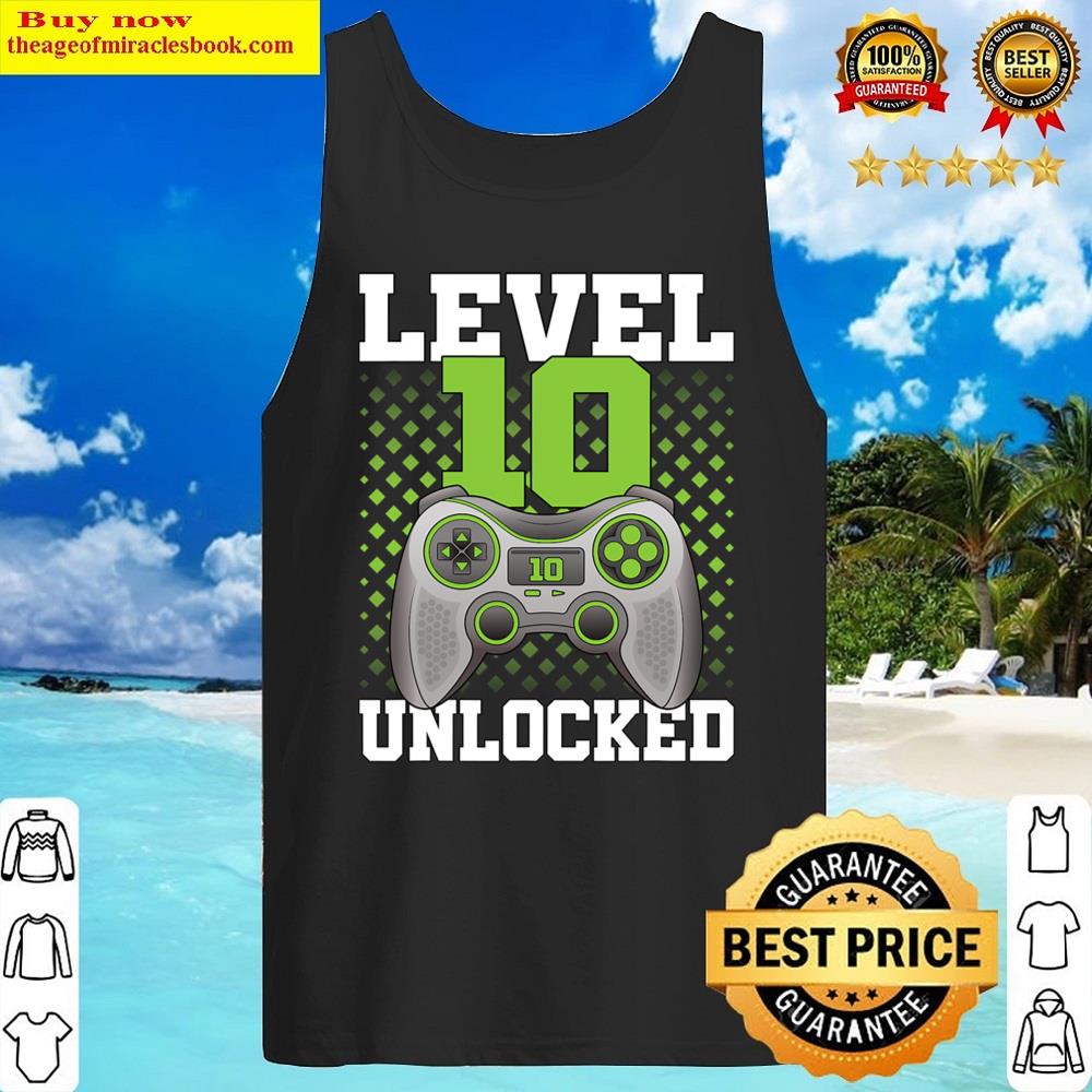 Level 10 Unlocked Gaming 10 Years Old Gamer 10th Birthday Shirt