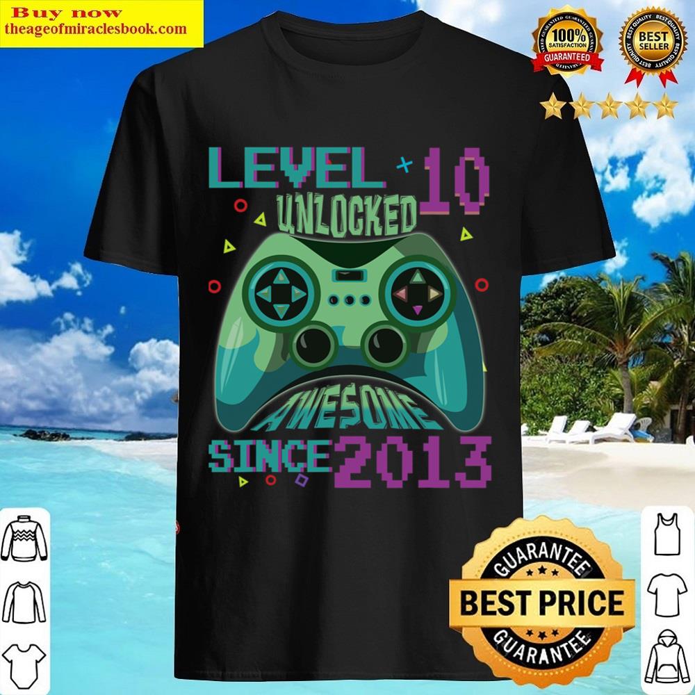 Level 10 Unlocked Funny 10 Year Old 10th Birthday Boys Teens Shirt