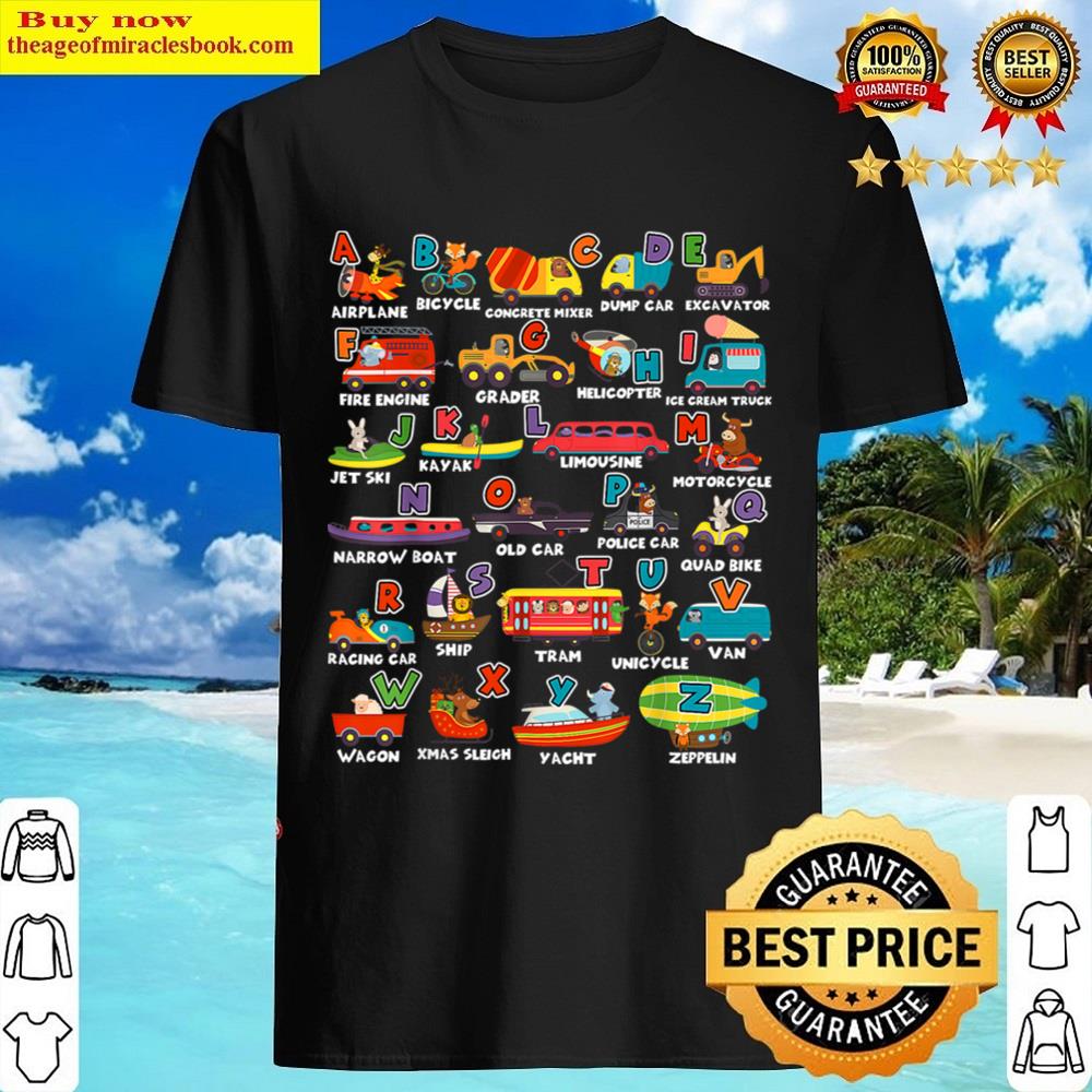 Alphabet Animal Abcs Learning Transportation Letter Kids Shirt