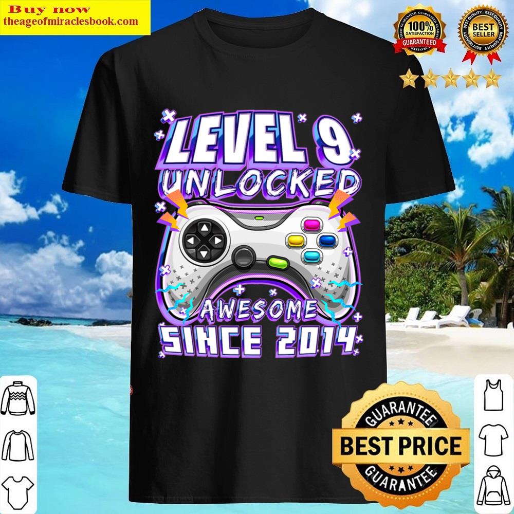 Level 9 Unlocked Awesome 2014 Video Game 9th Birthday Boy Shirt
