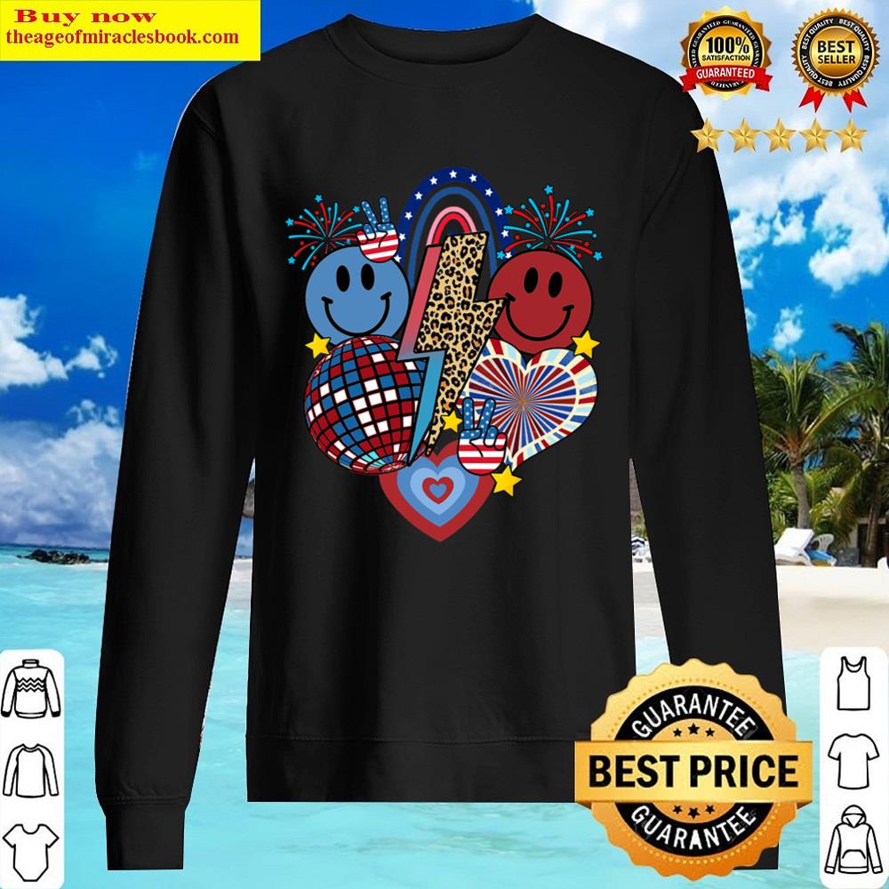 Smile Face Leopard Lightning Usa Flag American 4th Of July Shirt