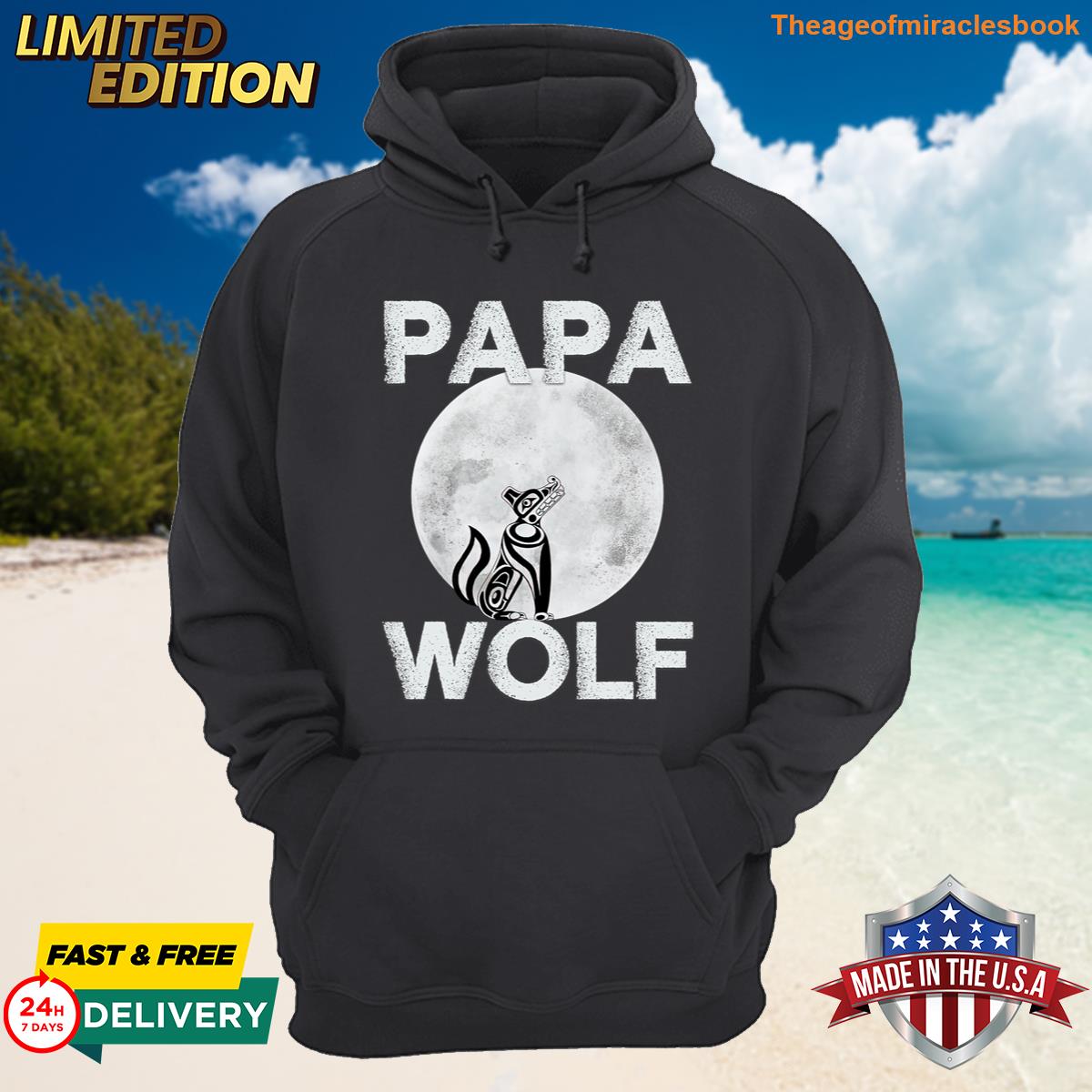 Father Papa Daddy Haida Wolf Moon Native Americans Vintage T-shirt