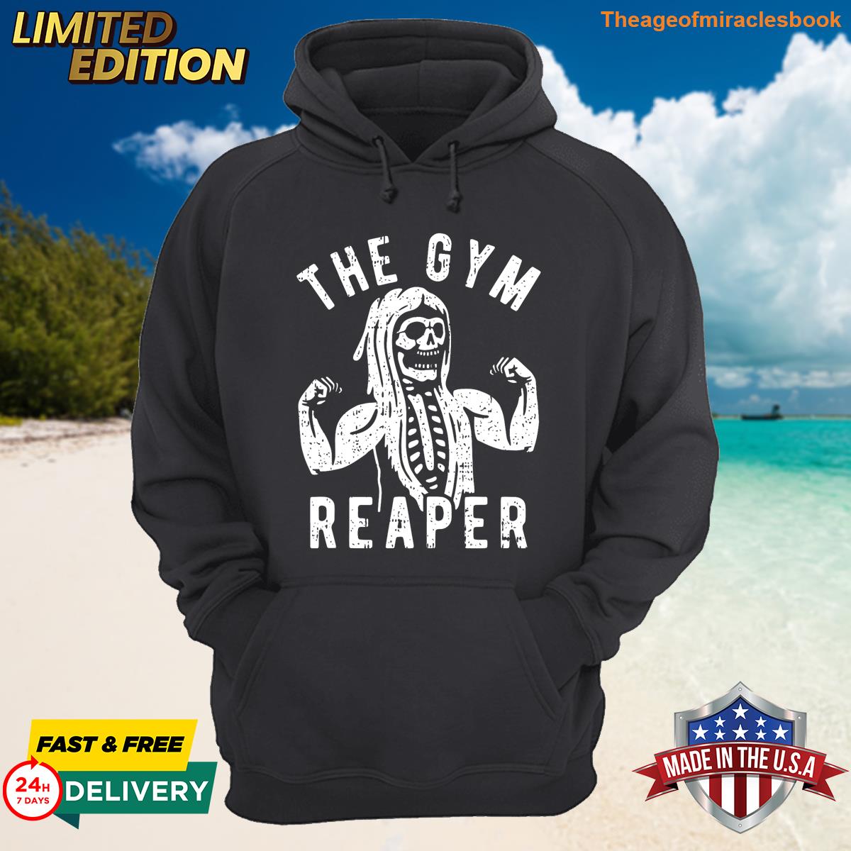Gym Reaper Halloween Costume Funny Skeleton Fitness Workout T-shirt