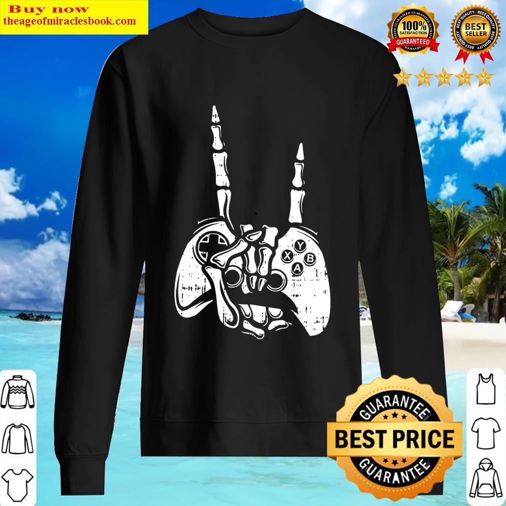 Rock And Roll Skeleton Hand Halloween Costume Funny Gamer T-shirt