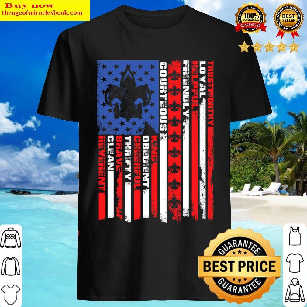 Scout Law Scouting Vintage American Flag Summer Camping Trip T-shirt
