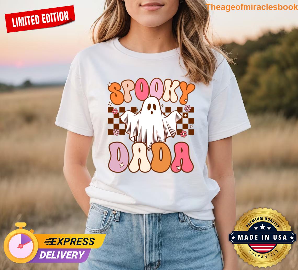 Spooky Dada Halloween Dad Ghost Costume Retro Groovy T-shirt