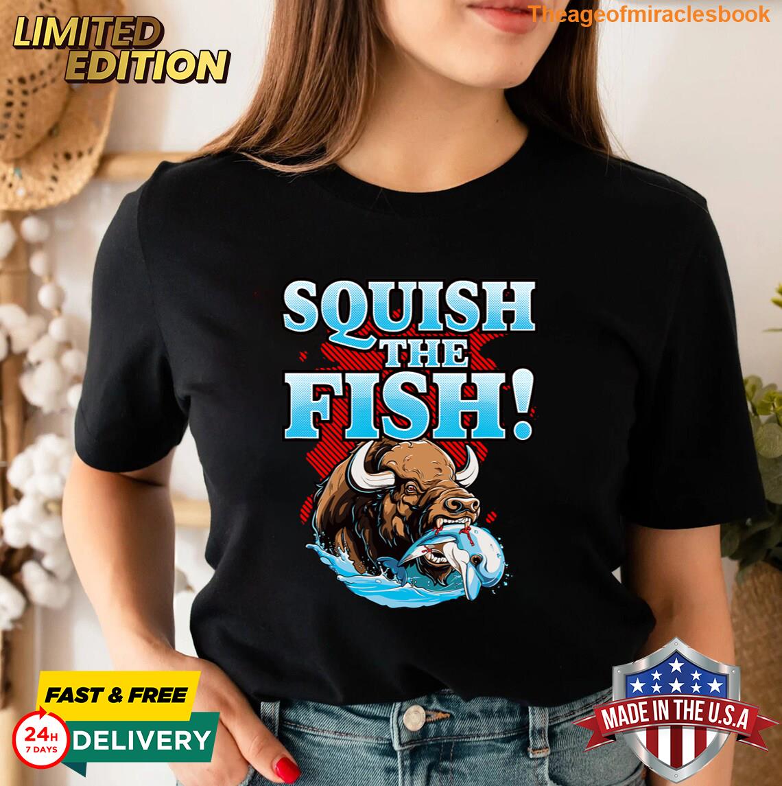 Squish The Fish Bison Eating Dolphin Food Chain Fantasy T-shirt