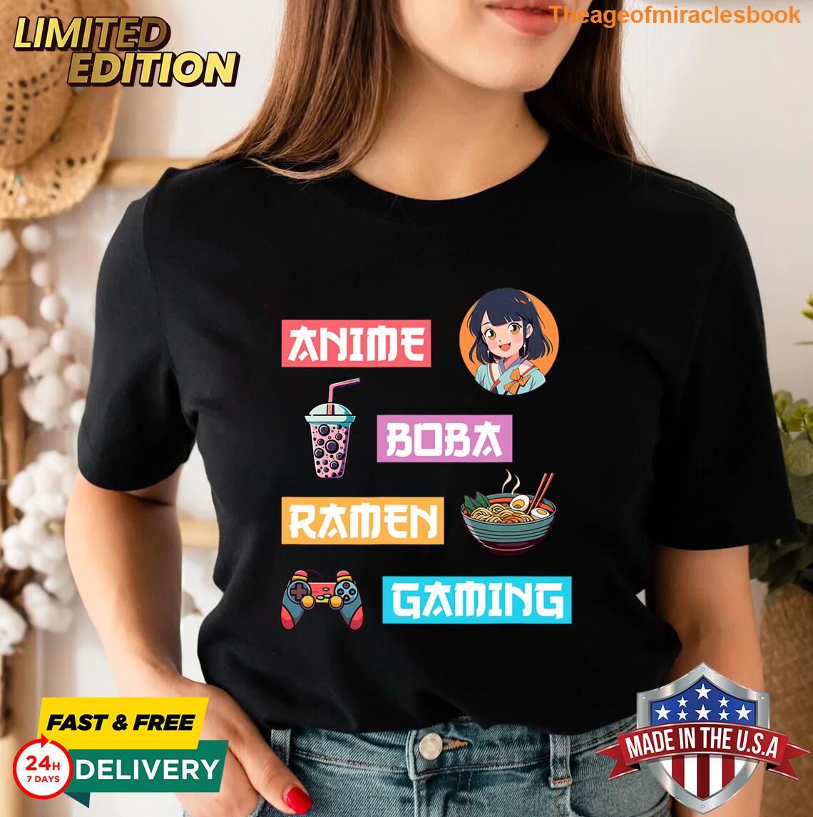 Anime Ramen Boba Gaming Kawaii Anime Lover Video Gamer Tea T-shirt