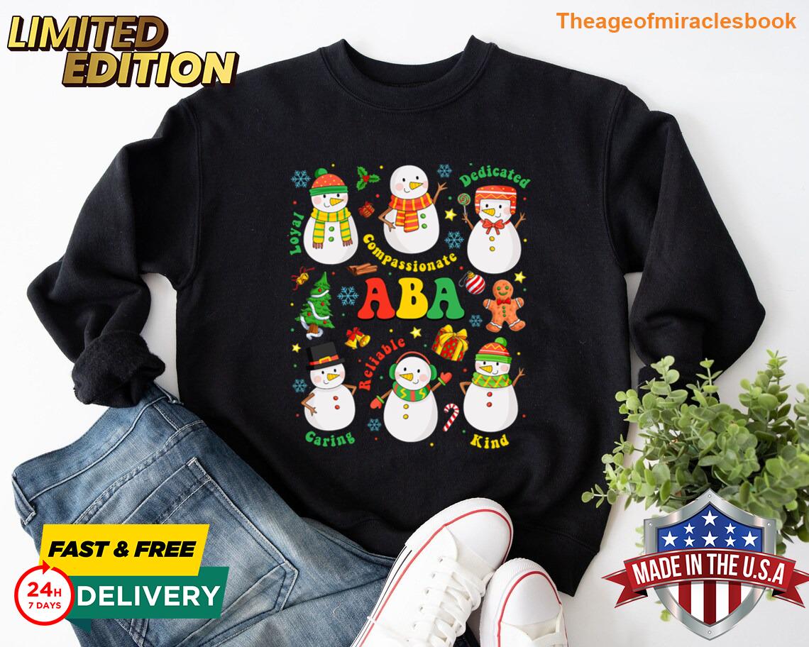 Applied Behavior Analysis Aba Merry Christmas Cute Snowman T-shirt