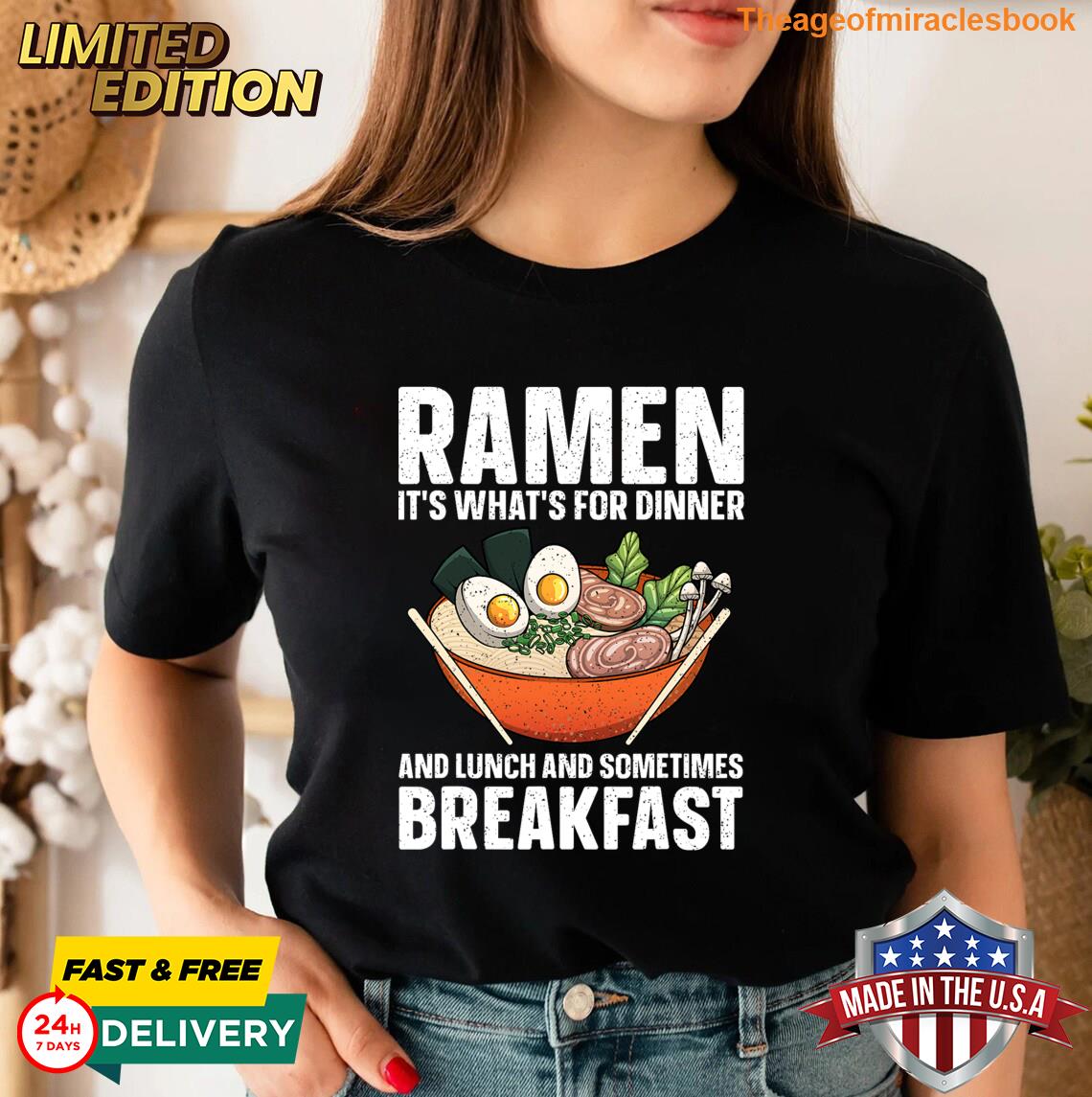Funny Ramen Noodles Art For Men Japanese Ramen Lovers T-shirt