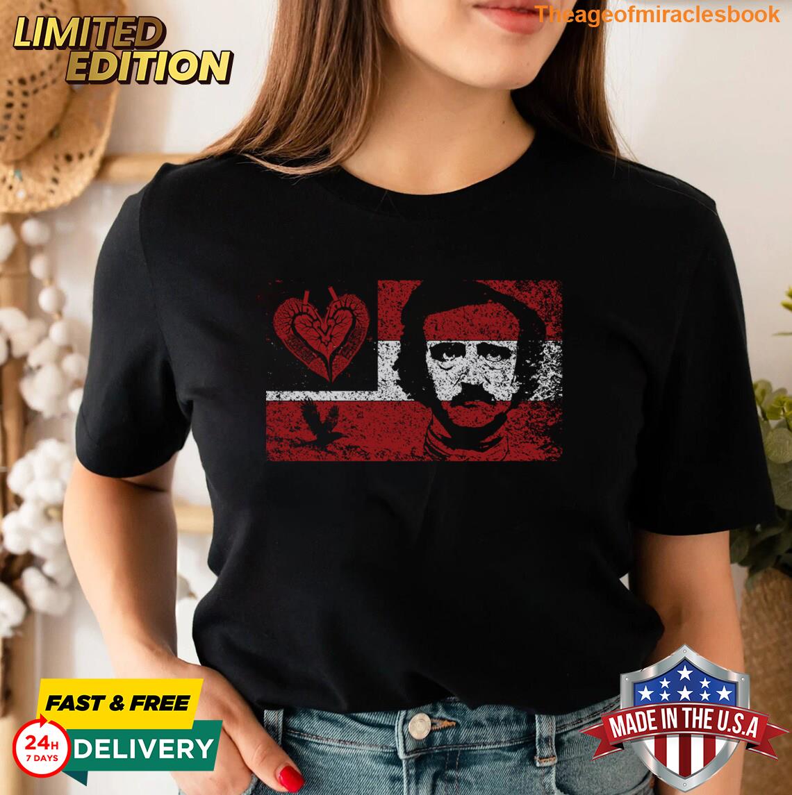 Dark Version Poe Flag Design Modern Edgar Allan Poe T-shirt