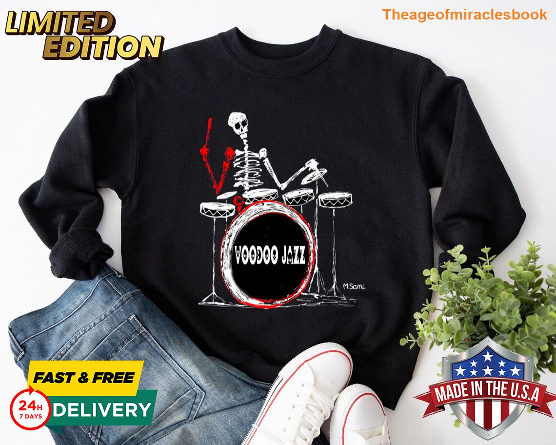 Voodoo Jazz Drummer Skelton Player Gift Idea Drum Instrument T-shirt
