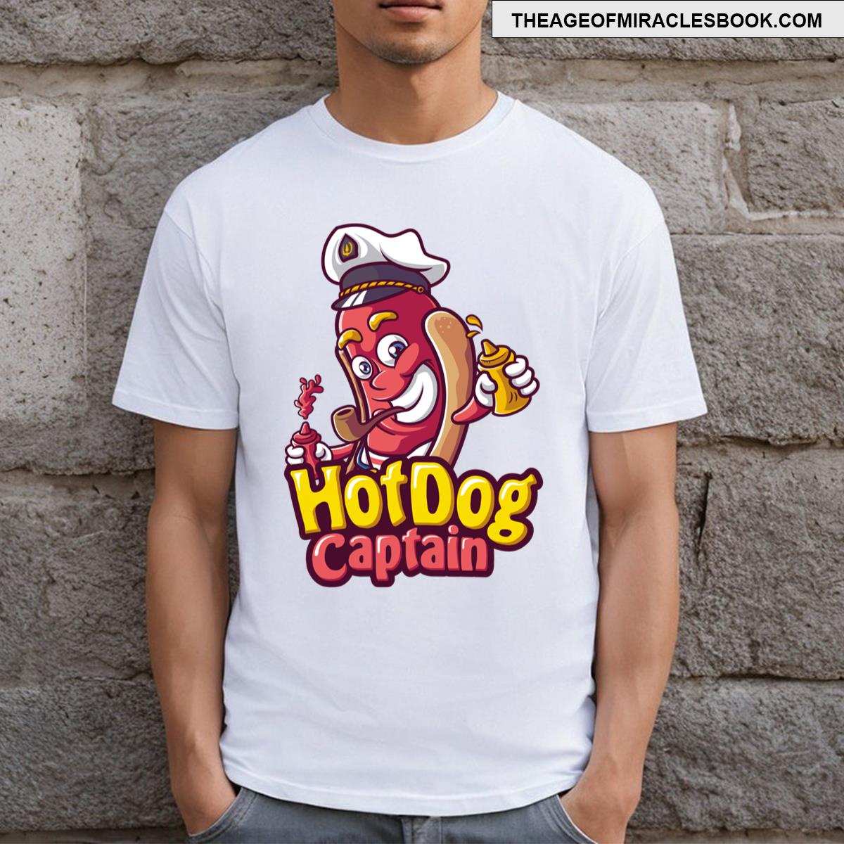 Hot Dog Captain Cap Funny Hot Dog Sea T-shirt