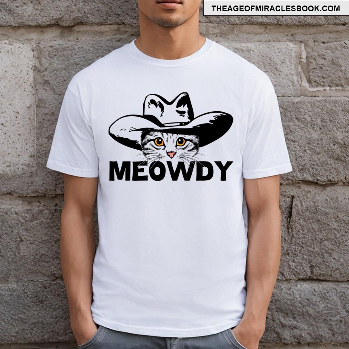 Meowdy Funny Mashup Between Meow And Howdy Cat Meme T-shirt