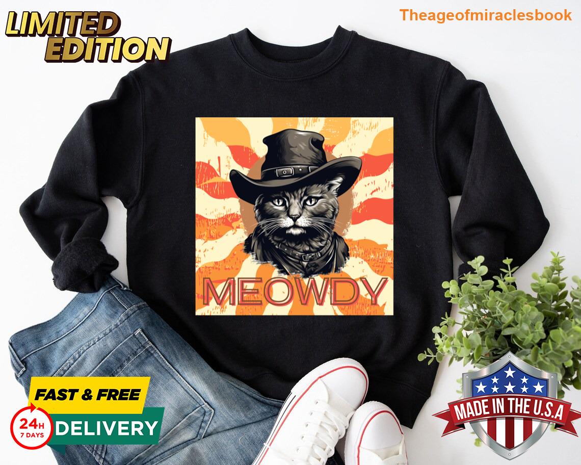 Meowdy Western Cowgirl Cat Funny Country Cat Cowboy Hat Tie Dye Vintage ...