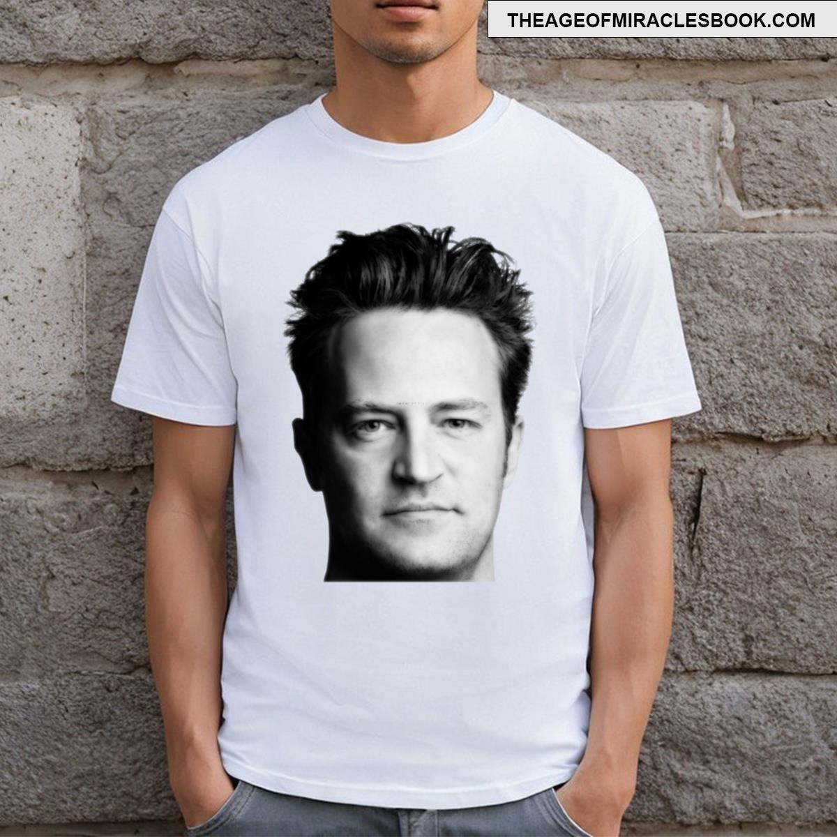 Matthew Perry Black And White Head White Background T-shirt