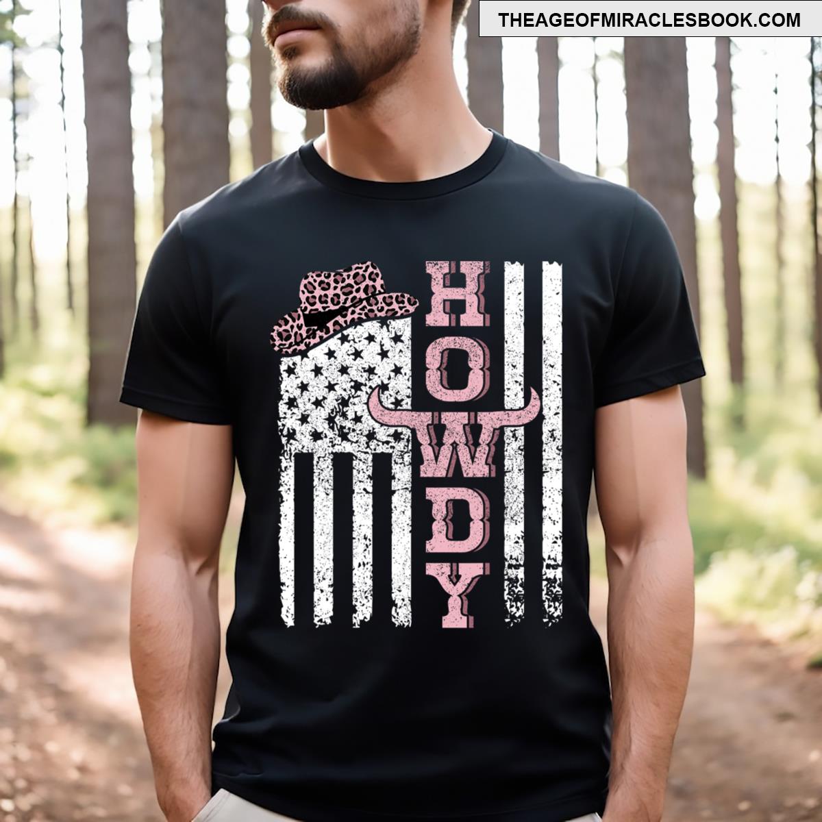 American Flag Western Cowgirl Texas Rodeo Cowboy Howdy T-shirt