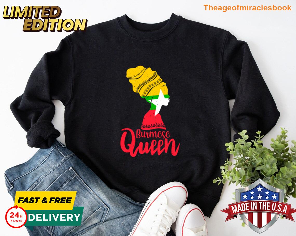 Burmese Queen Myanmar Flag Afro Roots T-shirt
