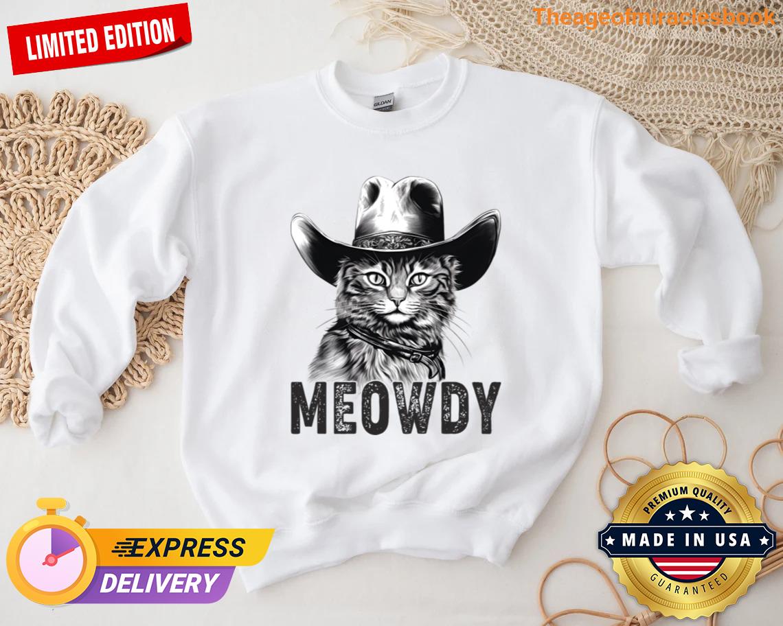 Western Cat\'s Country Greeting Tee Cat In Cowboy Hat Meowdy T-shirt