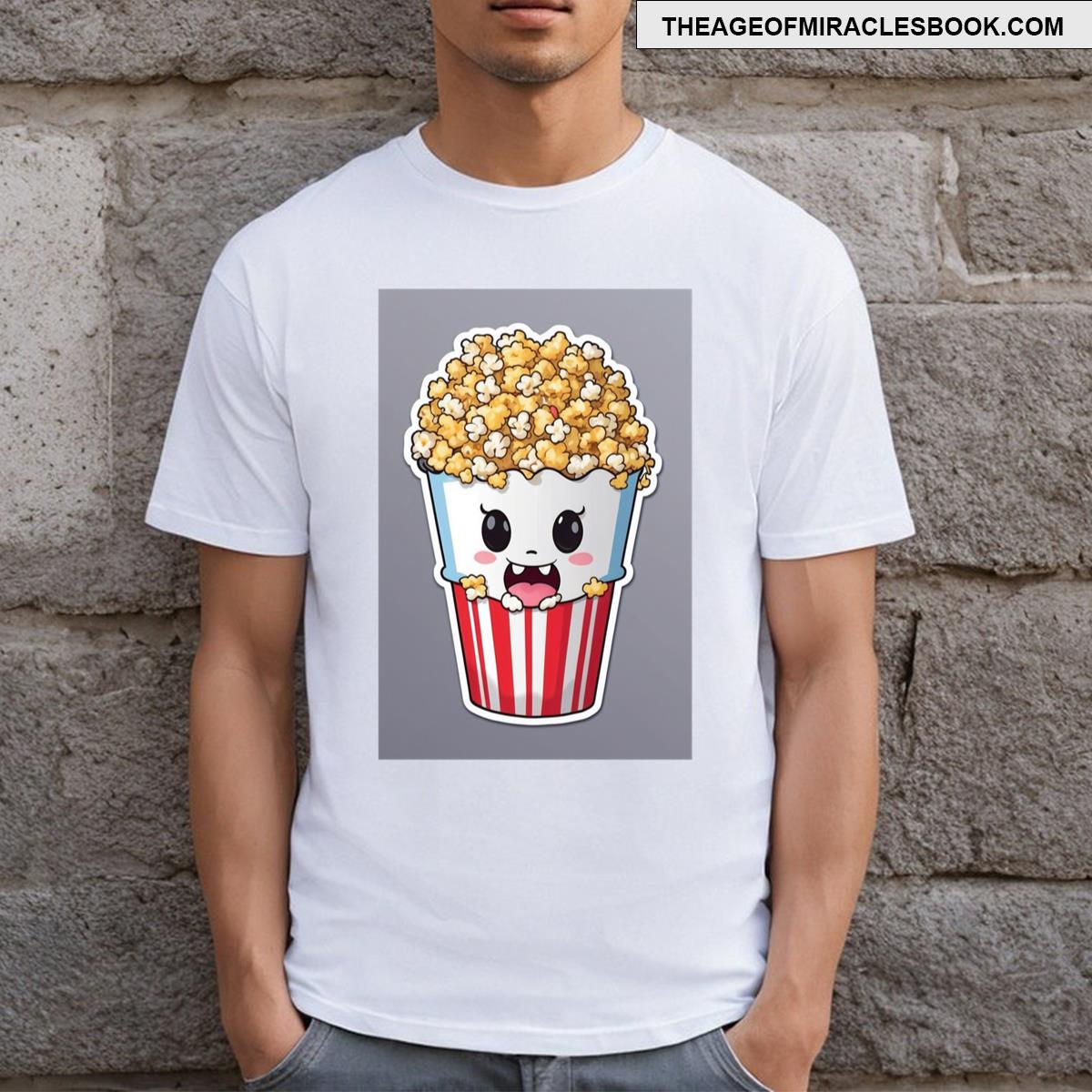 Comics Eating Popcorn Sticker T-shirt