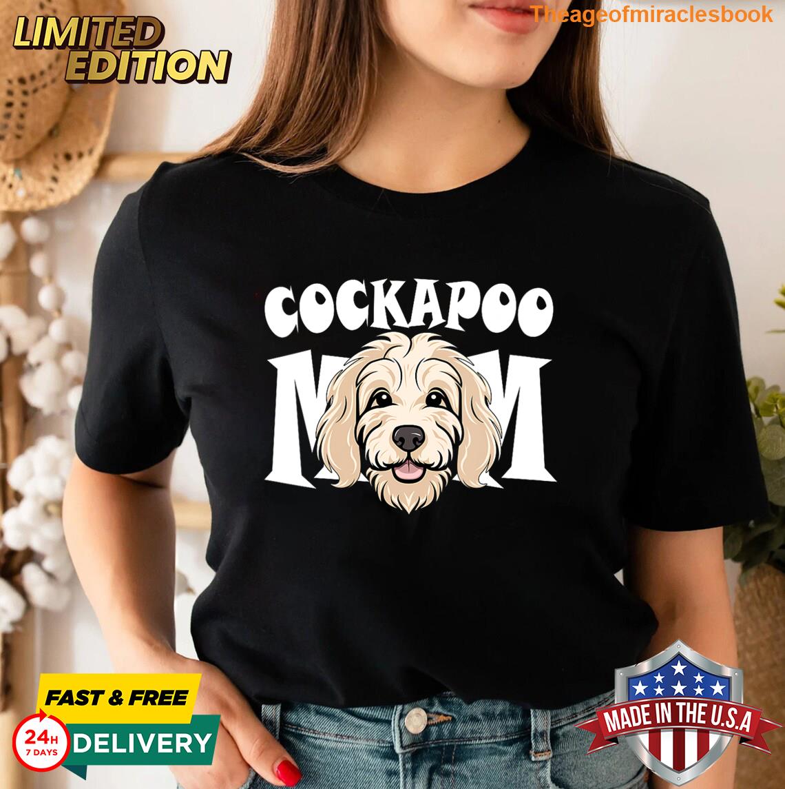 Womens Cockapoo Mom Cute Cartoon Cockapoo Puppy Dog Mum\'s Vneck T-shirt