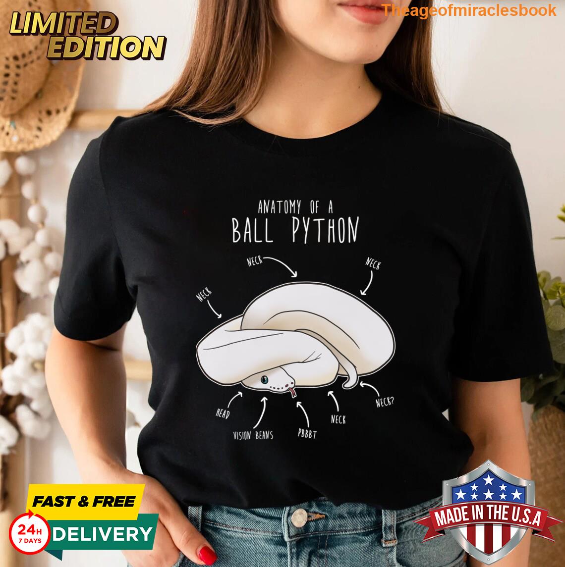Leucistic Ball Python Anatomy T-shirt
