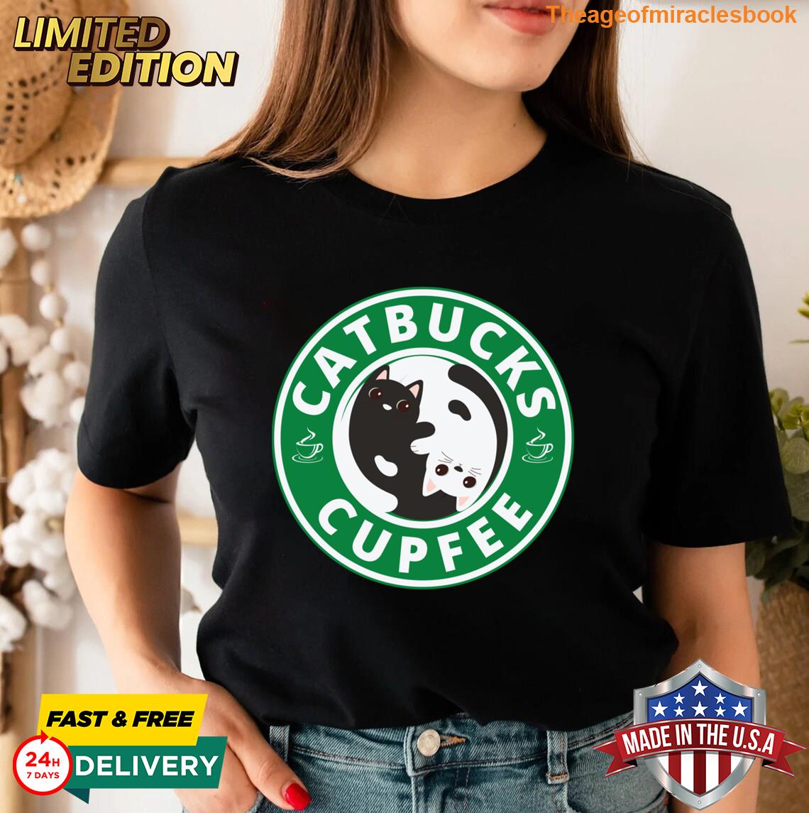 Catbucks Cupfee Coffee Funny Meme T-shirt