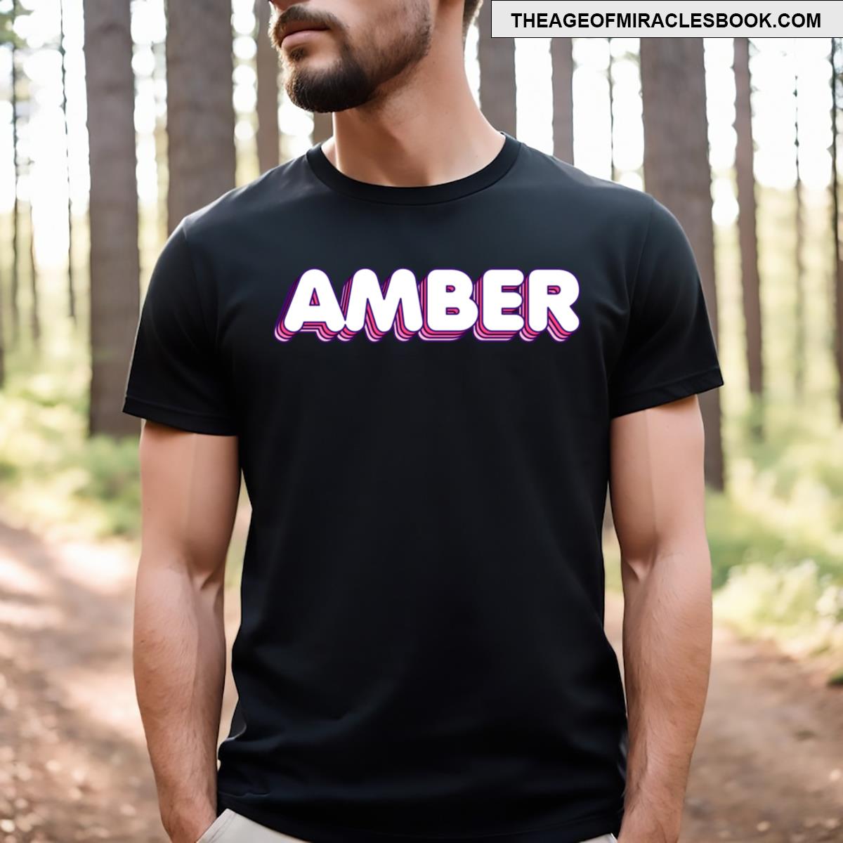 Pink Layers Amber Name Label T-shirt