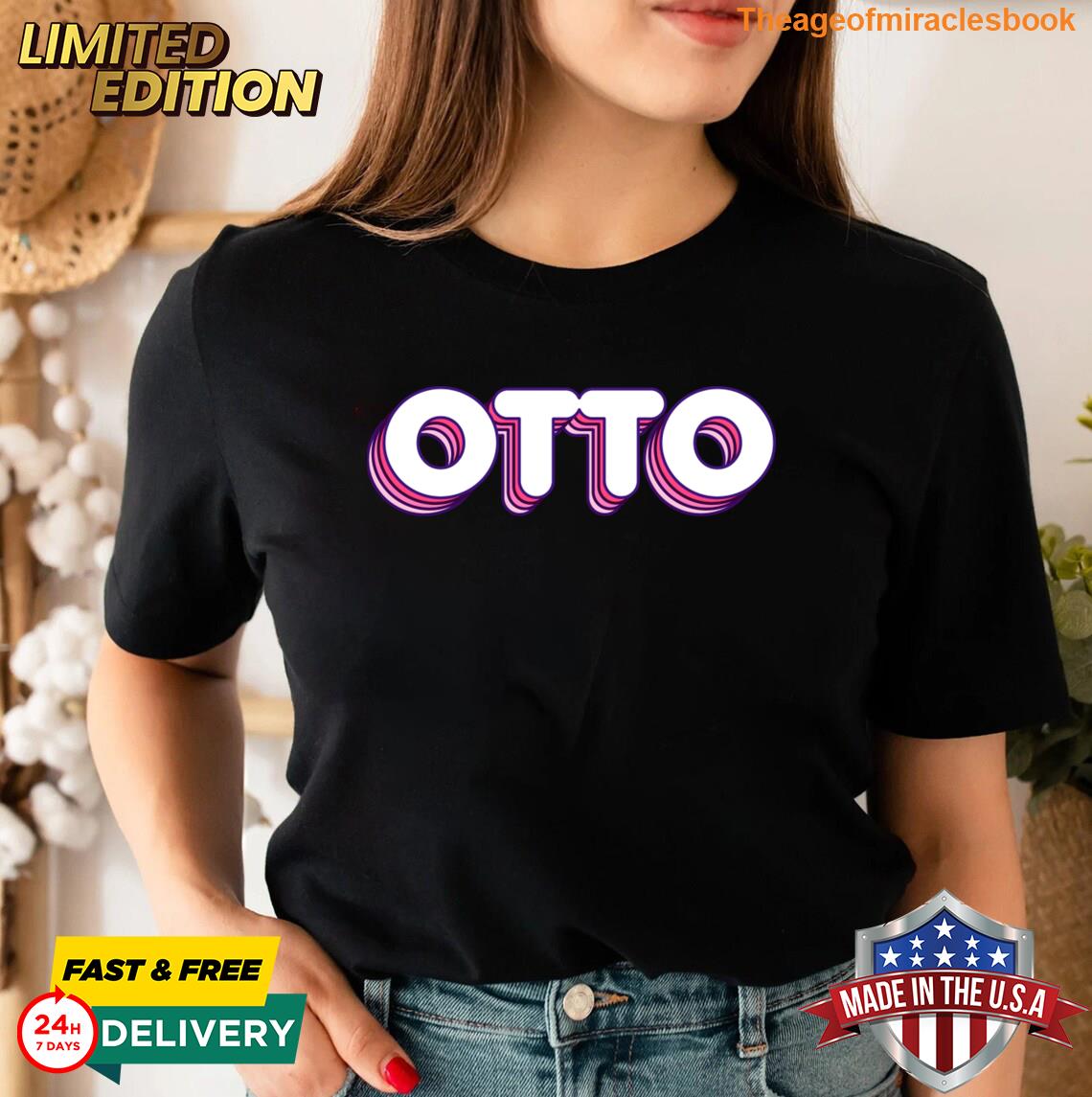 Pink Layers Otto Name Label T-shirt