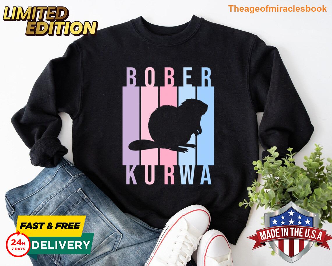 Funny Polish Internet Meme Bobr Bober Kurwa Pastel Color Text Art T-shirt