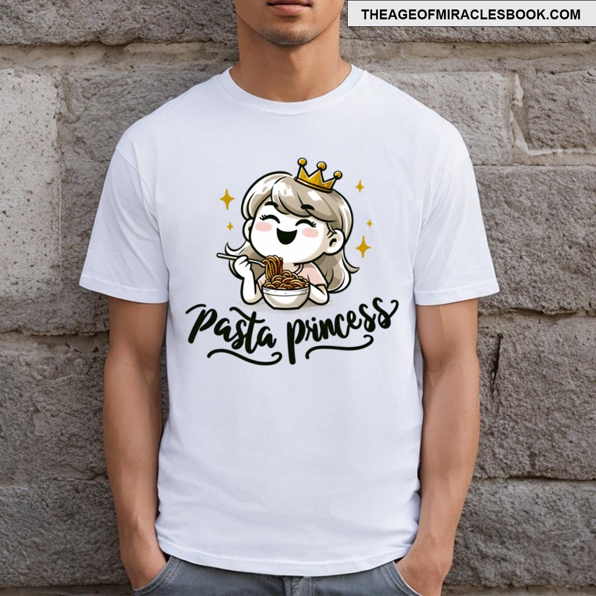Girl Eating Spaghetti Pasta Princess Elegant Spaghetti Lover\'s Tee T-shirt