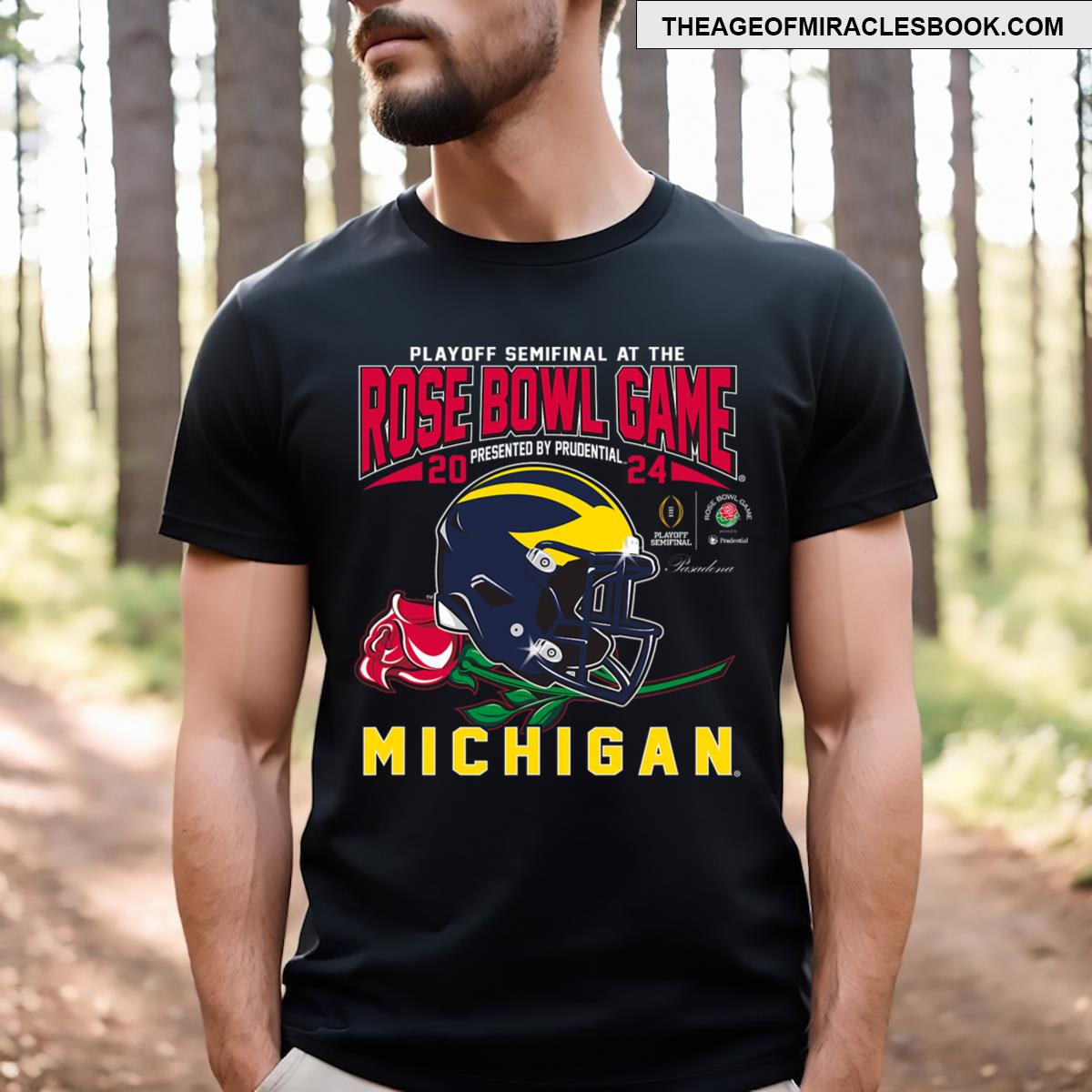 Michigan Wolverines Rose Bowl 2024 Cfp Semi Football Arched T-shirt