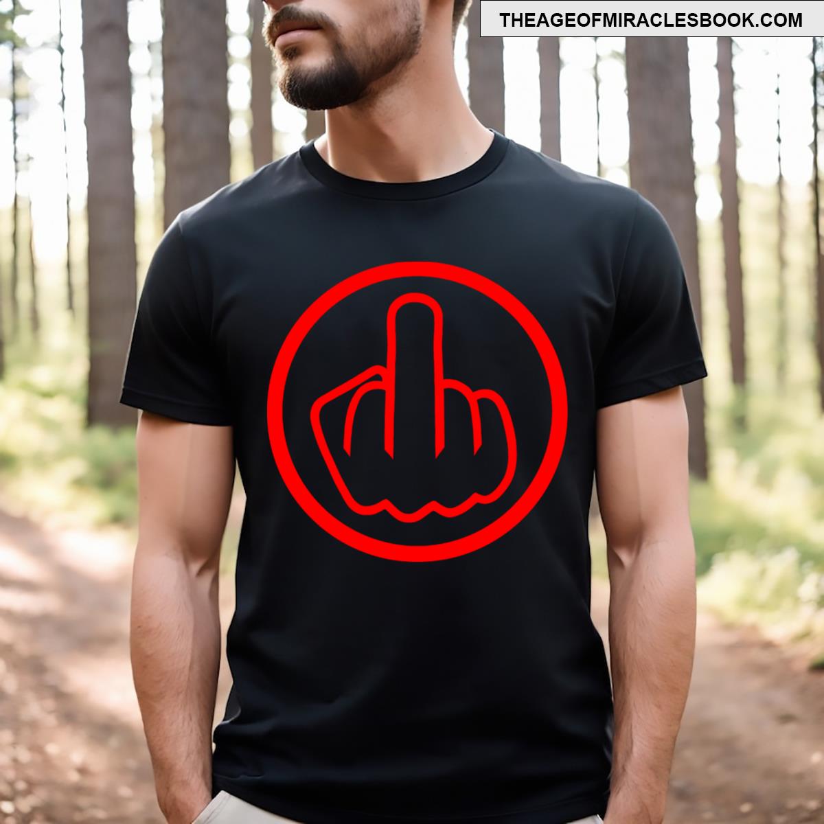 Red Middle Finger Design T-shirt
