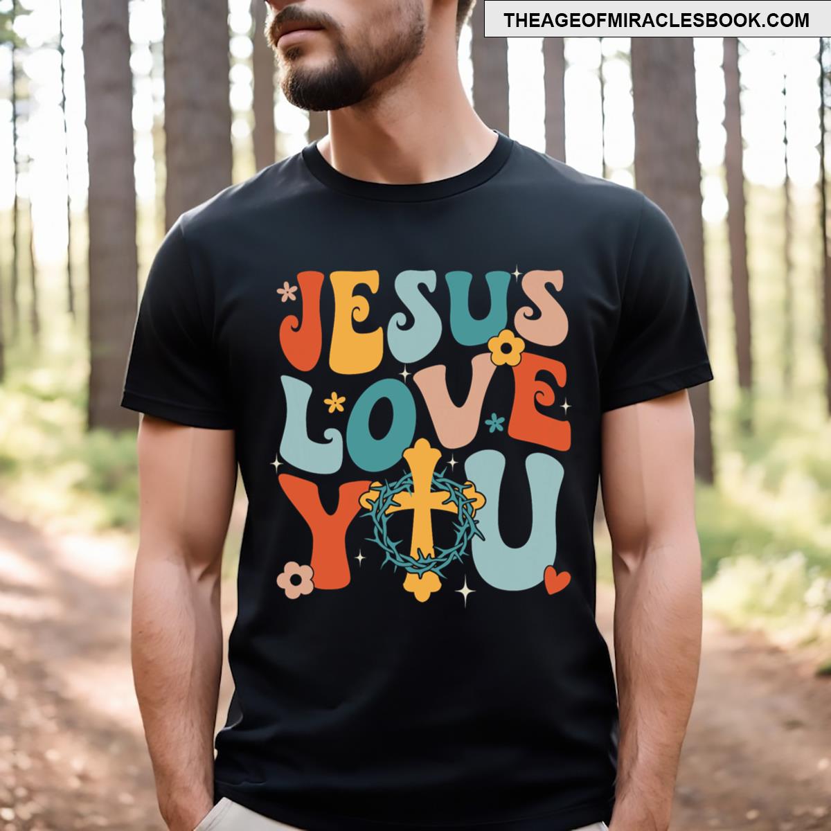 Christian Jesus Loves You Retro Groovy God Religious Hippie T-shirt