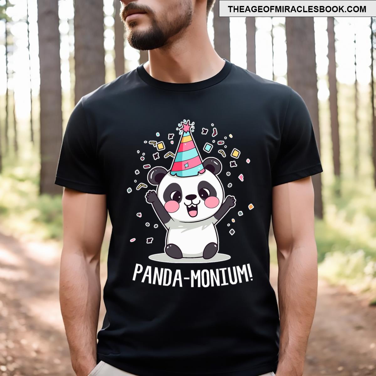 Funny Panda Pandamonium Cute Animal Pun Kawaii Cartoon T-shirt