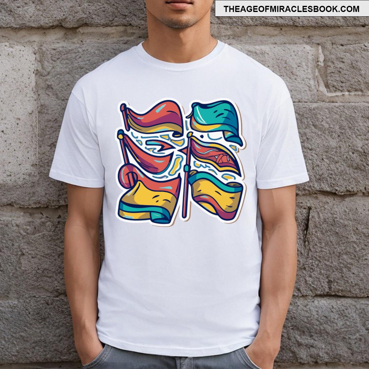 Colorful Color Guard Flags Comic Style Classic T Shirt T-shirt