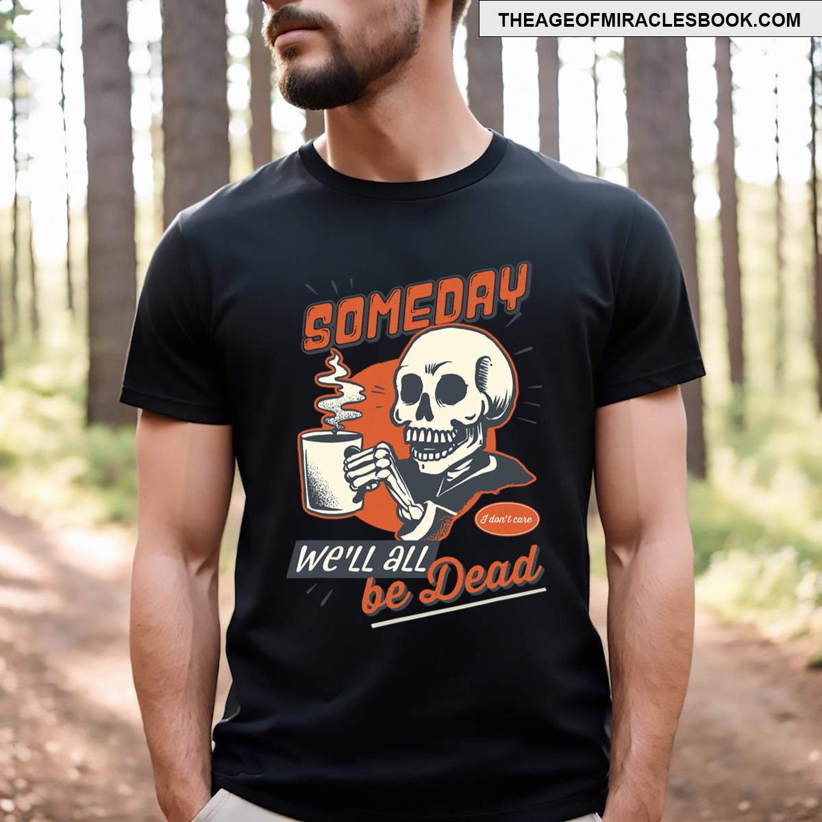 Existential Dread Retro Cartoon Skeleton Coffee Nihilism T-shirt