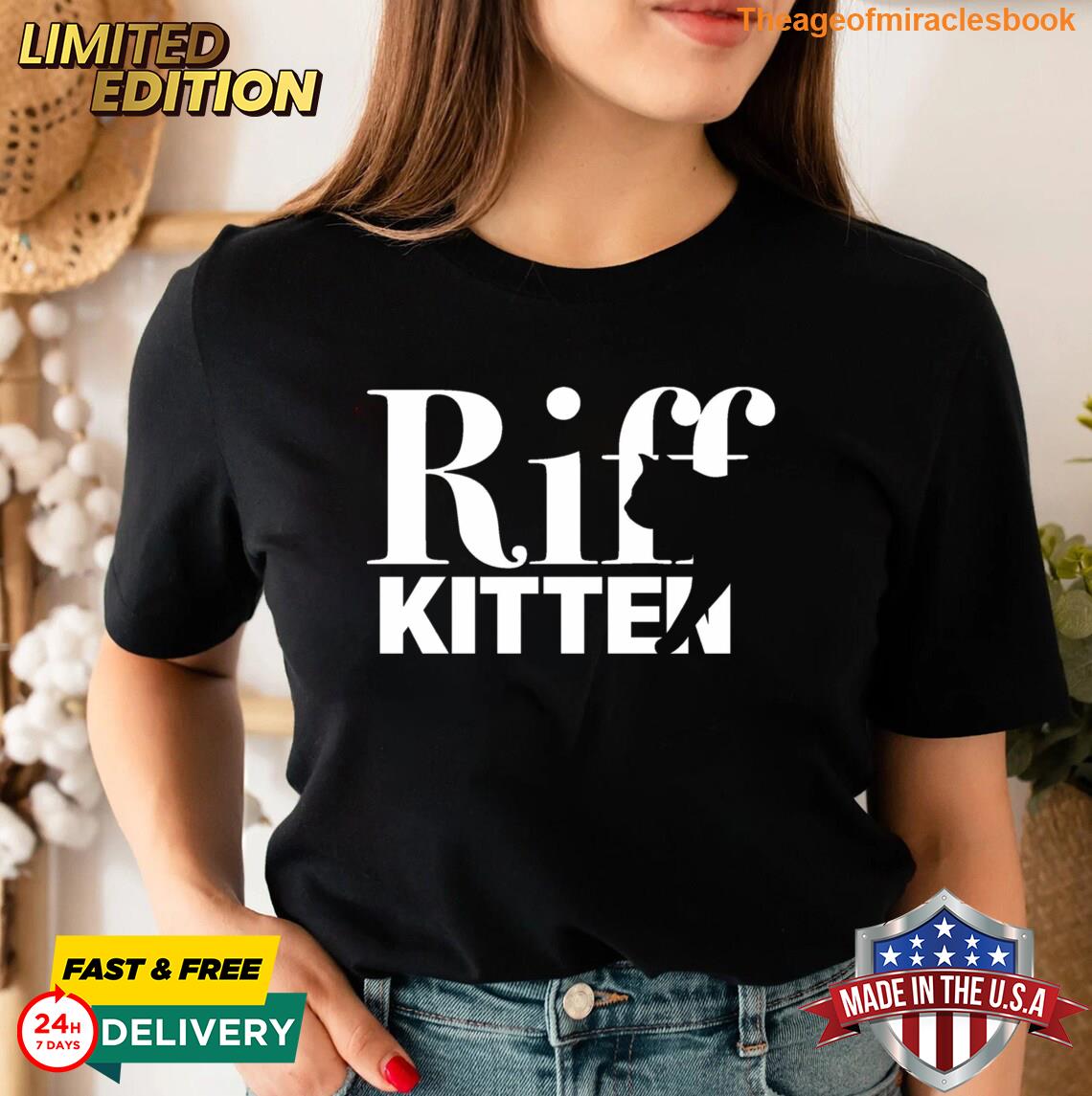 Riff Kitten Logo In White T-shirt