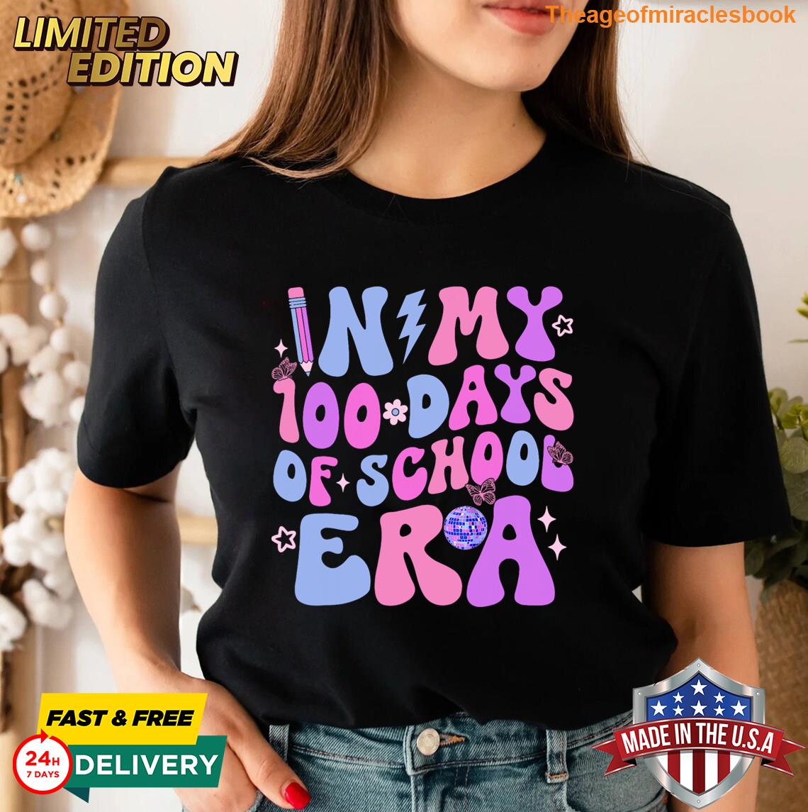 In My 100 Days Of School Era Retro Disco 100th Day Of School T-shirt