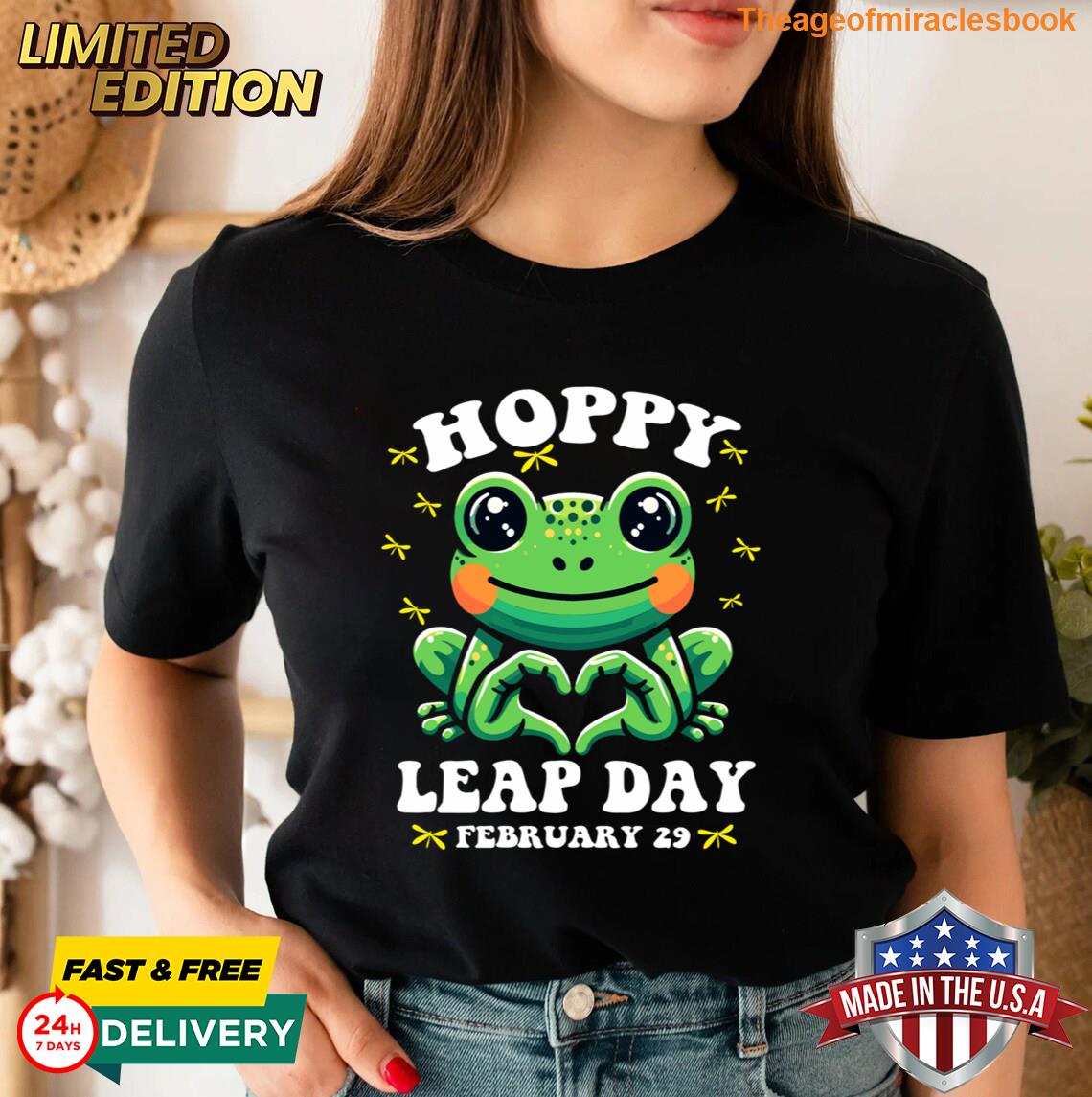 Funny Frog Hoppy Leap Day February 29 Leap Year Birthday T-shirt