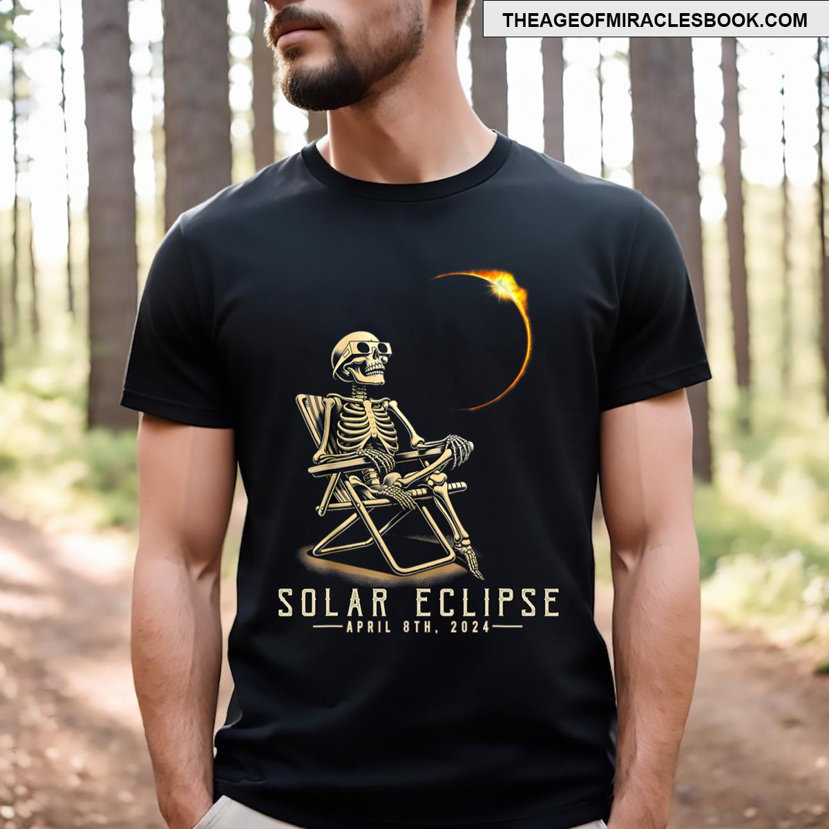 Solar Eclipse April 8 2024 Skeleton Solar Eclipse Glasses T-shirt