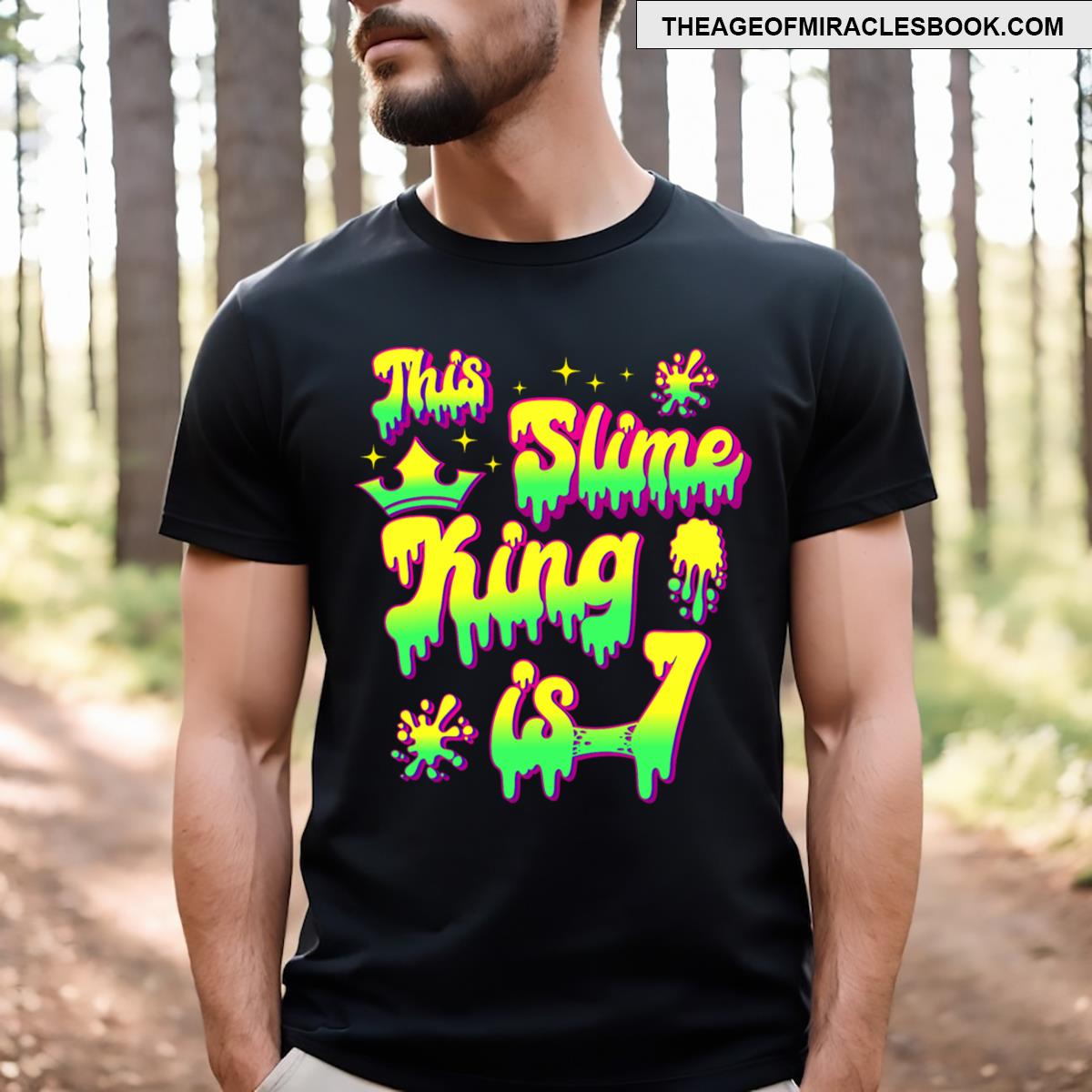 This Slime King Is 7 Years Funny Boys 7th Birthday Slime T-shirt