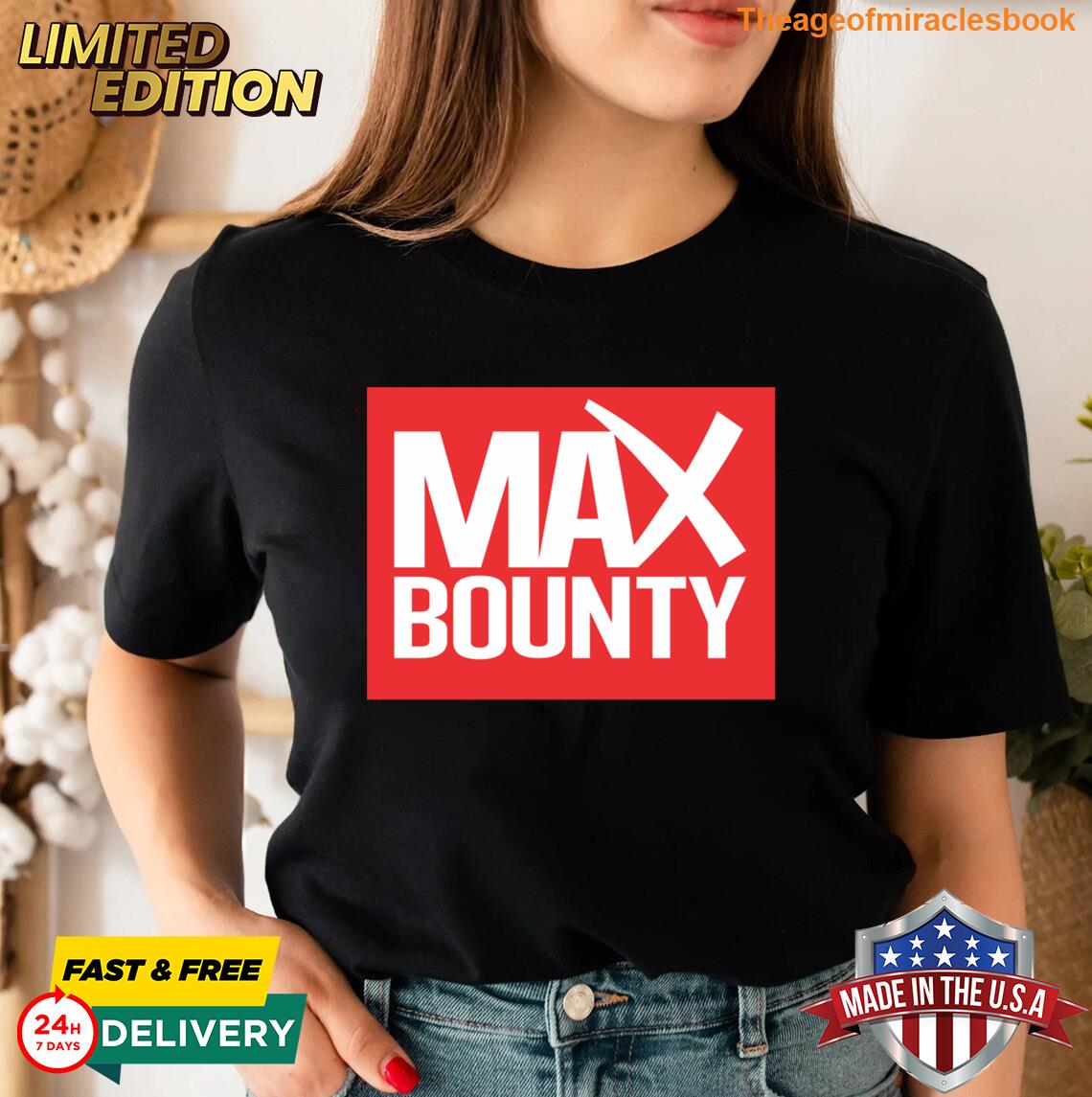 Maxbounty Logo Red Logo On Black T-shirt