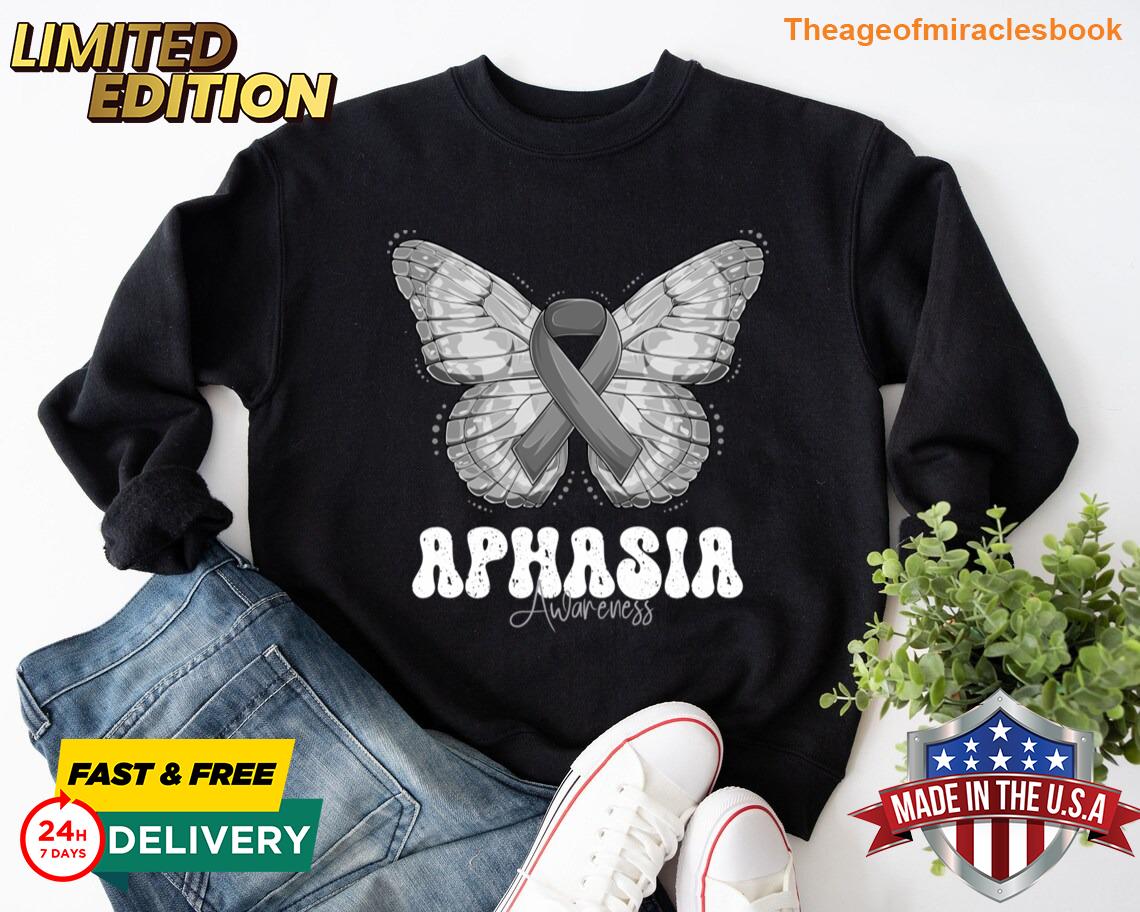 Gray Ribbon Survivor Fighter Aphasia Awareness T-shirt