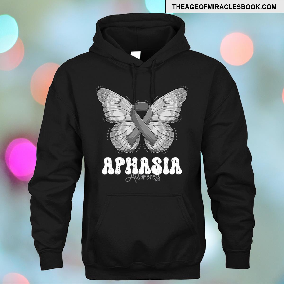 Gray Ribbon Survivor Fighter Aphasia Awareness T-shirt