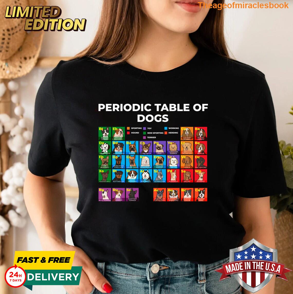 Periodic Table Of Dogs Dog Lover Funny Science T-shirt