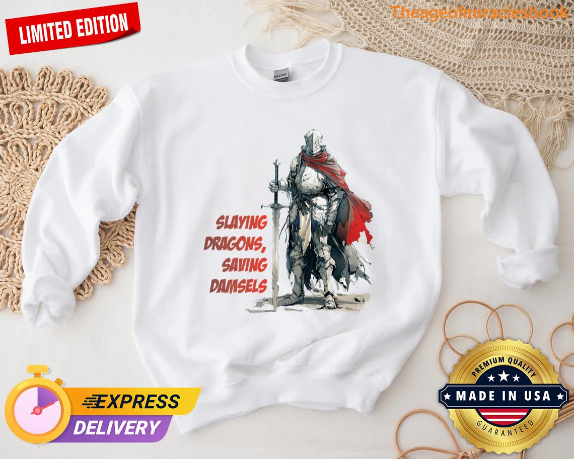Medieval Knight Slaying Dragons Saving Damsels Funny Gift For Men T-shirt