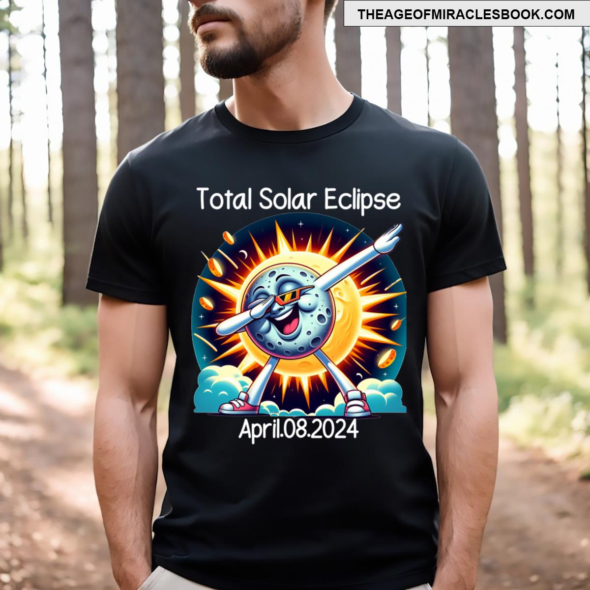 Dabbing Sun Solar Eclipse 2024 Totality April 8 Men Boys Kids T-shirt