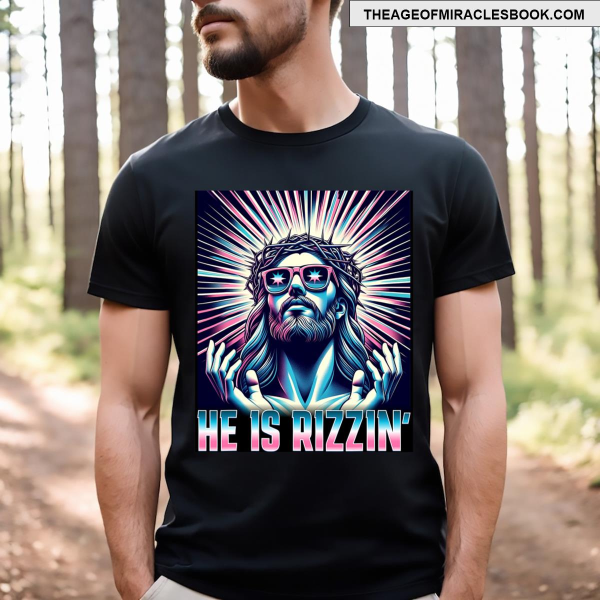 Funny Easter Resurrection Rizz Meme He Is Rizzin Jesus T-shirt