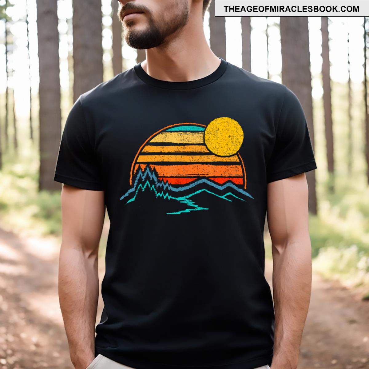 Outdoor Sunset Mountains Color Fade Graphic T-shirt
